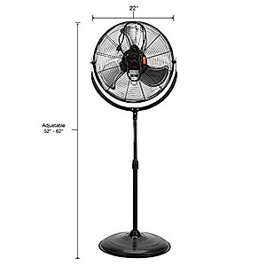 OEMTOOLS 24872 20 Inch High-Velocity Orbital Pedestal, Old Model, Commercial Indoor, Fan for Bedroom, Garage, Warehouse, and Workshop, 19.99 Inch, Black