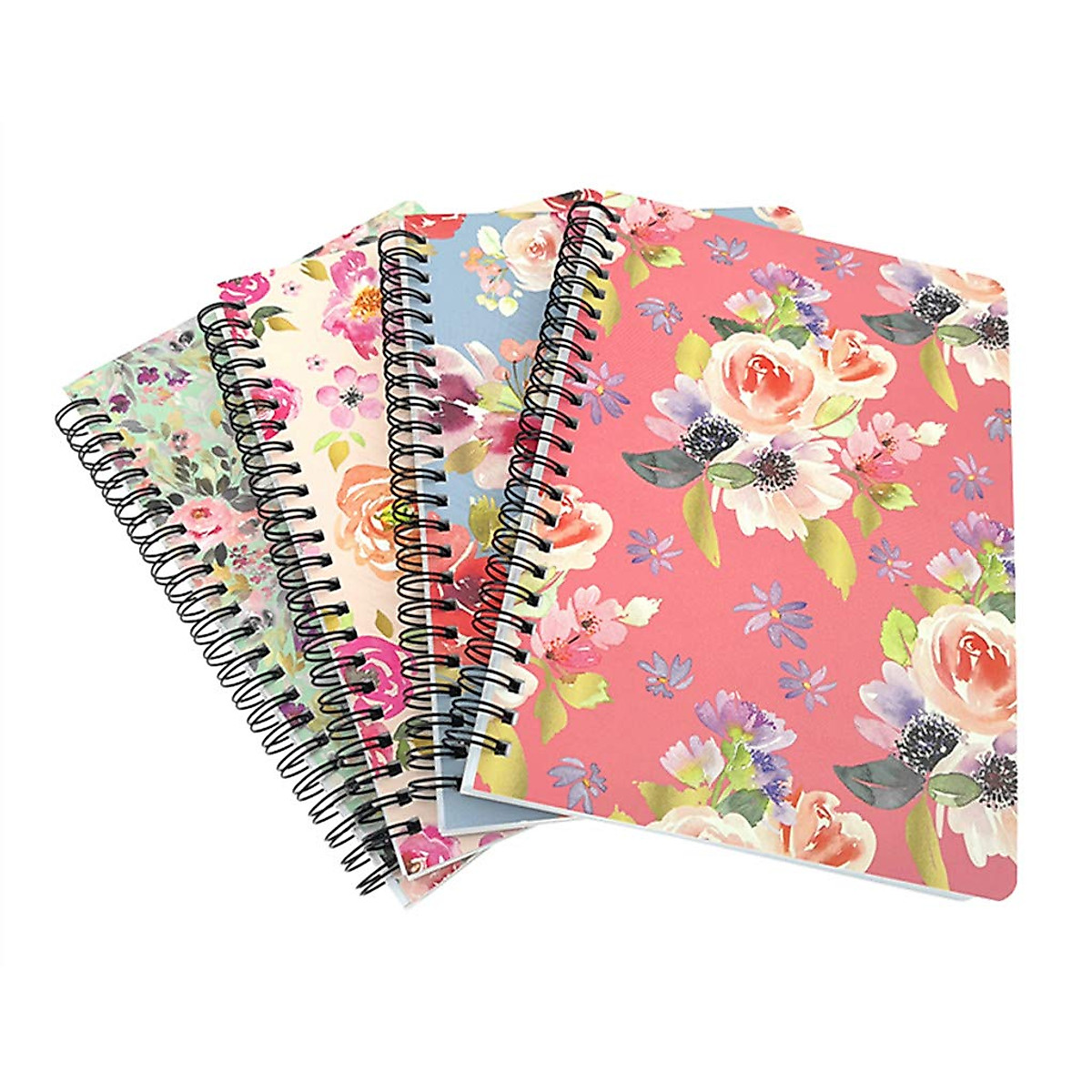 4 Pack A5 Spiral Notebook Journal,Wirebound Ruled Sketch Book NotePad Diary Memo Planner,A5 Size(8.3X5.7") & 80 sheets (Floral)