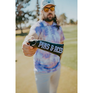 Pins & Aces Royal Flush Head Cover - Premium, Hand-Made Leather Headcover - Ace of Spades & Magnetic Closure, Tour Quality Golf Club Cover - Style and Customize Your Golf Bag Blade (Black)