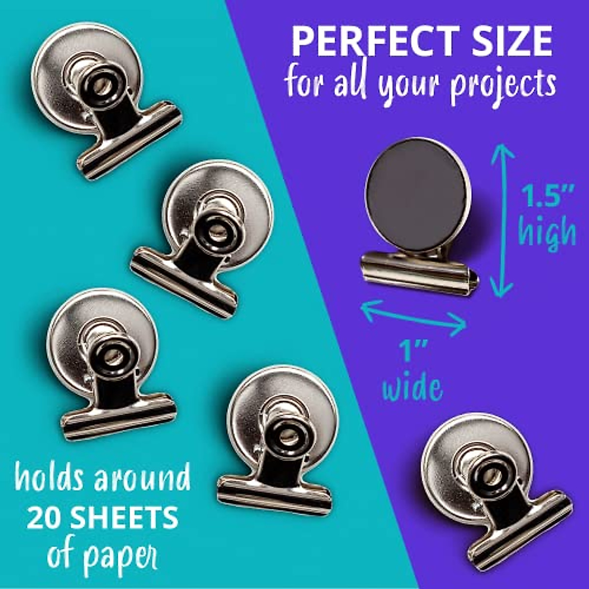 Papercode Magnetic Clips for Whiteboard & Fridge - 12 Pack Scratch-Free Refrigerator Magnet Clips Heavy Duty for Organizing & Decorating Kitchen or Office with Free Notepad