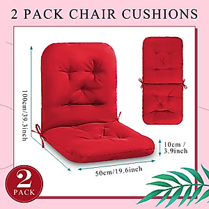 Chunful Back Chair Cushion Outdoor Indoor Tufted Seat/Back Patio Seating Cushions Waterproof Weather Resistant Patio Rocking Pads for Outdoor(Wine Red,2 Pcs)