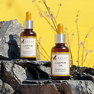 Eclat Skincare Castor Oil Organic Cold Pressed for Hair Growth & Strength, Helps in Thickening Eyelashes and Eyebrows Volume, Hydrates Skin - 1 fl oz + Applicator