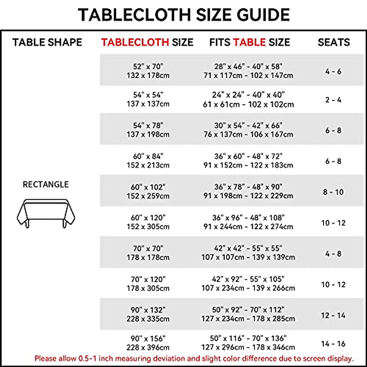 Softalker Rectangle Tablecloth Waterproof & Stain Resistant Table Cloth Wrinkle Free Fabric Washable 210GSM Polyester Table Cover for Dining/Party/Buffet/Wedding (60x84 inch, Black)