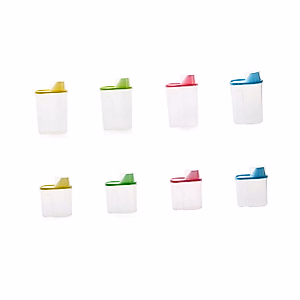 OKUMEYR Airtight Cereal Container with Pour Spout and Measuring Cup Clear Plastic Food Storage Keeper for Rice Grain Oatmeal Sugar Nuts Beans S Yellow