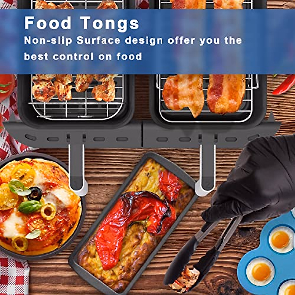 RichHomie Dual Zone Air Fryer Accessories for Ninja, 12 Pcs Dual Air Fryer Accessories Set Suitable for Ninja Dual Air Fryer DZ201 8 Quart or Larger Dual Air Fryers Oven