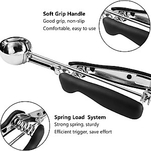 JUNADAEL J Cookie Scoop Set, Include 1 Tablespoon/ 2 Tablespoon/ 3 Tablespoon, Cookie Dough Scoop, Cookie Scoops for Baking set of 3, 18/8 Stainless Steel, Soft Grip