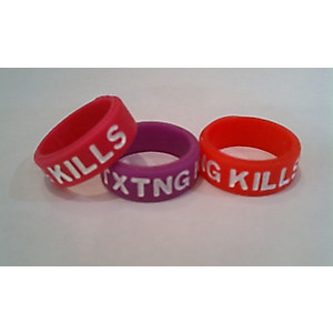 "TXTNG KILLS" Texting Thumb Band Thumb Rings 3 Pack Pink, Purple and Red - One Each
