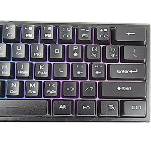 61 Keys RGB Backlit 60% Wired Gaming Keyboard and Mouse Combo, Quiet Ergonomic Waterproof Mini Compact 60 Percent Keyboard, for PC Mac PS4 Xbox Gamer, Typist, Travel