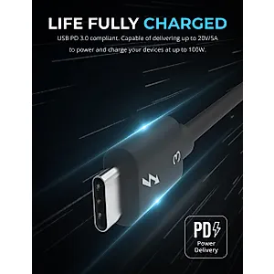 SABRENT Thunderbolt 3 USB-C Cable [Certified] 7.8" (20cm) | 40 Gbps | 100W Charging | E Mark Chip | for MacBook, Laptops, Docks [CB-T320]