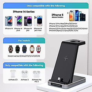 Charging Station for Multiple Devices Apple - 3 in 1 Fast Charging Station Dock for iPhone 14 Pro Max/13/12/11/X/8 Plus, Fast Wireless Charger Desk Stand for Apple iWatch 7/6/5/SE/4/3/2 with Adapter