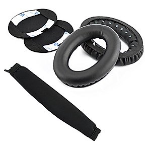 Geekria Earpad + Headband Compatible with Bose Around-Ear AE2, AE2i, AE2w Headphone Replacement Ear Pad + Headband Cover/Ear Cushion + Headband Protector Earpads Repair Parts (Black)