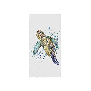 susiyo Watercolor Marine Animals Cute Sea Turtle Hand Towels Luxury Print Bathroom Towel Highly Absorbent Extra Soft Fingertip Towels Multipurpose Towels for Yoga Gym Spa Hotel Bathroom (30 x 15 inch)