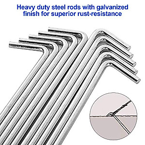 100 Pack Tent Stakes 6-3/4”Galvanized Steel Tent Pegs, Garden Edging Fence Hooks Pegs for Camping, Shelters, Tarp, Canopies, Christmas Decoration Stakes