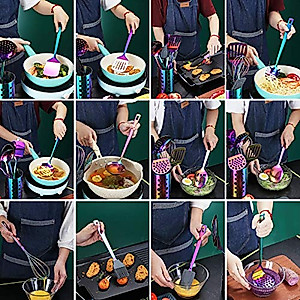 Rainbow Kitchen Utensils Set,13 Pieces Stainless Steel Cooking Utensils Set With Titanium Rainbow Plating,Kitchen Tools Set With Utensil Holder For Non-Stick Cookware Dishwasher Safe (13 Packs)