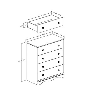 South Shore Furniture, 4 Drawer Chest, Pure White