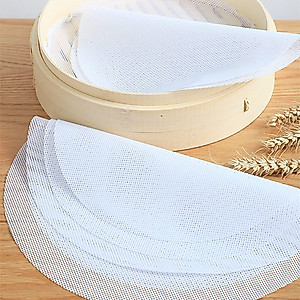 10 Pcs Silicone Steamer Mesh Mat 7 Inch Round Silicone Steamer Liners Mat Reusable Bun Steamer Pad Non-Stick Dim Sum Mesh for Home Kitchen, Bamboo Steamer, Restaurant, Dumplings, Pastry