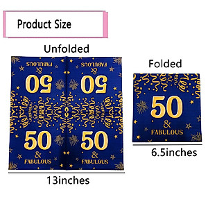 32PCS50th Birthday Happy Napkin 50th Anniversary Wedding Commemorative Napkin Blue 50th Birthday Table Decoration Party Supplies Blue Cocktail Napkin