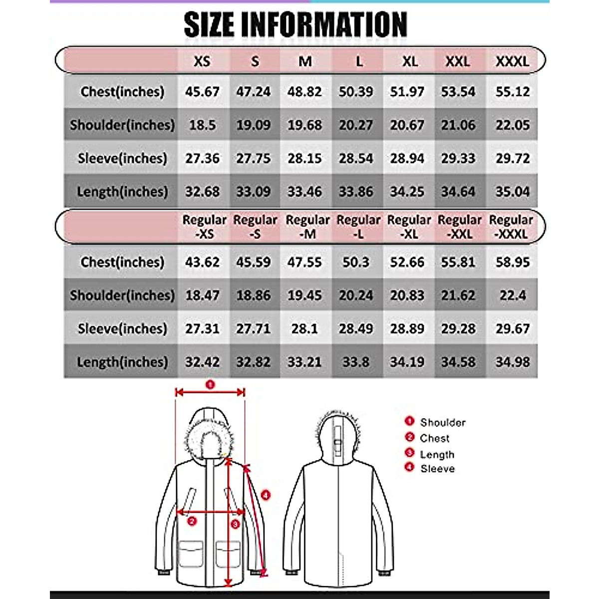 PUREMSX Men's Padded Jacket Insulated, Expedition Mountain Heavy Weight Thicken Lined Skiing Fur Hooded Long Anorak Parka,Black,Small