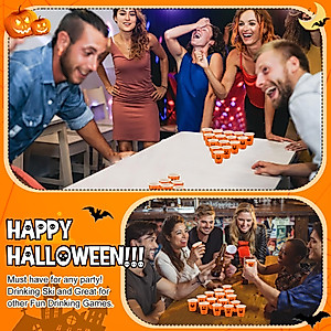 Lounsweer 100 Pcs Halloween Plastic Glasses Cups 2 Oz Disposable Cups Grimace Mini Party Plastic Glasses for Halloween Birthday Tasting Serving Samples Cups, Orange