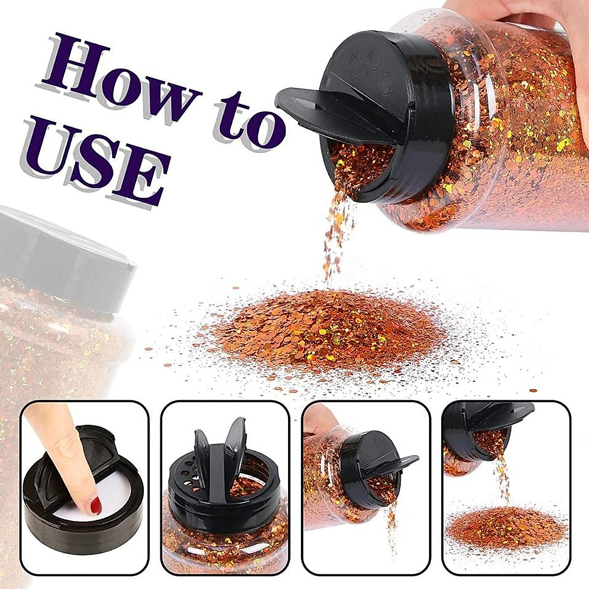 Holographic Chunky Glitter, Rose Gold Glitter, Chunky Mix Glitter, Poly Holographic Chunky Mix Glitter for Resin, DIY, Body & Nail Art Decoration