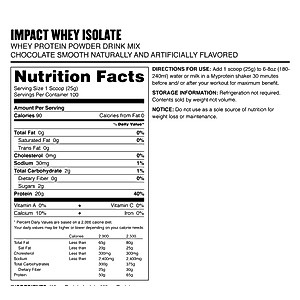 Myprotein® - Impact Whey Isolate - Whey Protein Powder - Naturally Flavored Drink Mix - Daily Protein Intake for Superior Performance - Chocolate (5.5 lbs, Pack of 1)