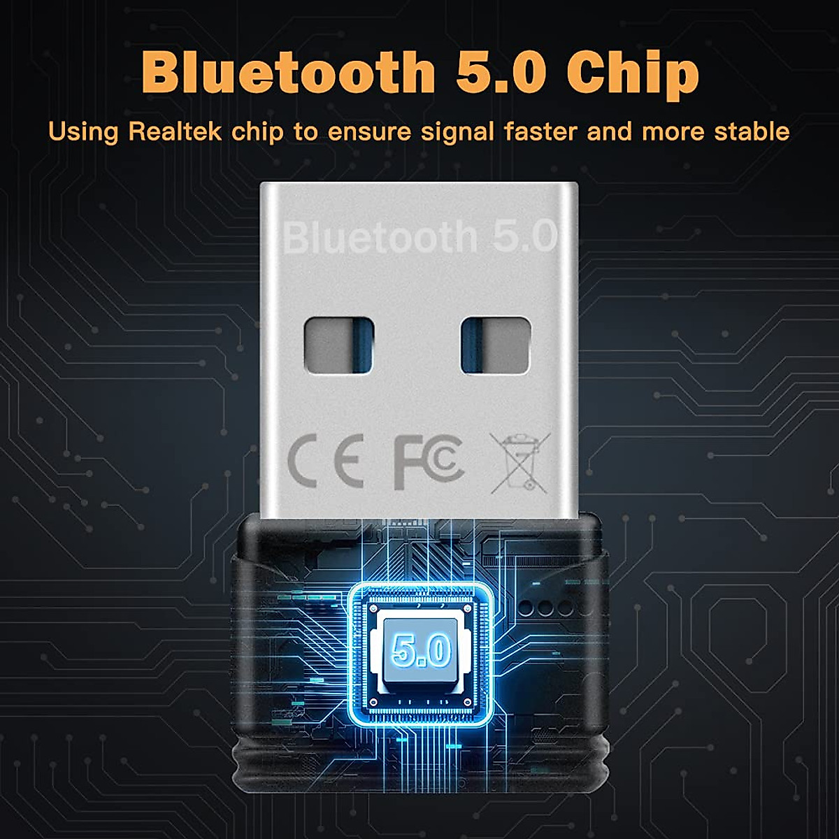 USB Bluetooth Adapter, ZEXMTE Bluetooth Dongle 5.1 EDR for Computer Desktop Mouse, Keyboard, Headset, Speaker- Bluetooth Adapter for PC Windows10 (Plug and Play)-Bluetooth USB Adapter,Black