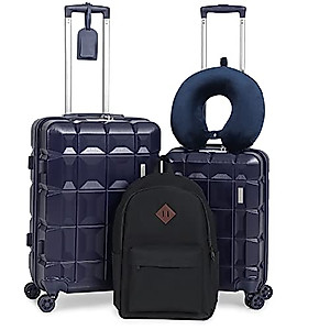 imiomo 2 Piece Luggage set Clearance, Travel Suitcase with Spinner Wheels TSA lock, Hardshell Lightweight Suitcase set for men and women (NAVY, 20/24)
