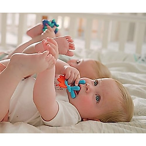 Nuby Geo Zoos Massaging Teether - Baby Teething Toy - Soft BPA-Free Easy Grip - 3+ Months - Dino