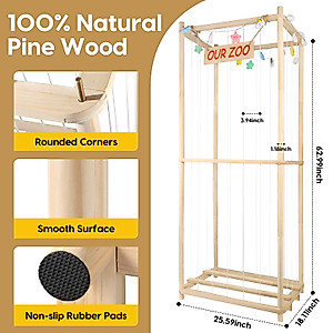 Extra Large Stuffed Animal Storage Wooden Stuff Animal Organizer 63" Stuffed Animal Holder Stuffed Animal Zoo Kids Plush Toys Cage Stuffed Animal Display for Playroom Bedroom Nursery Room Decor Corner