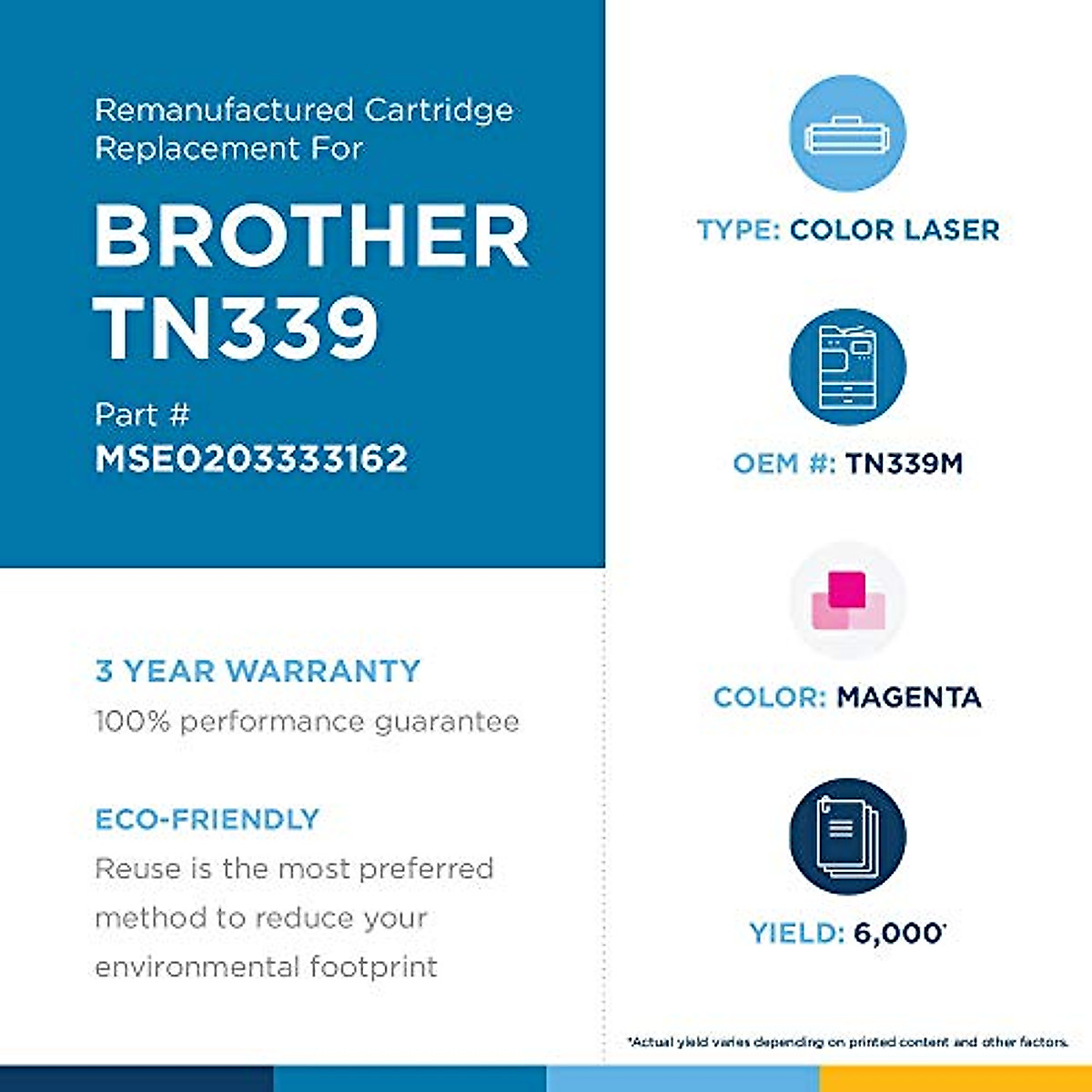 MSE Brand Remanufactured Toner Cartridge Replacement for Brother TN339 | Magenta | Super High Yield