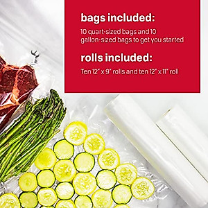 Nesco VS-01 One Touch Operation Food Vacuum Sealer with Vacuum Sealer Bags, White