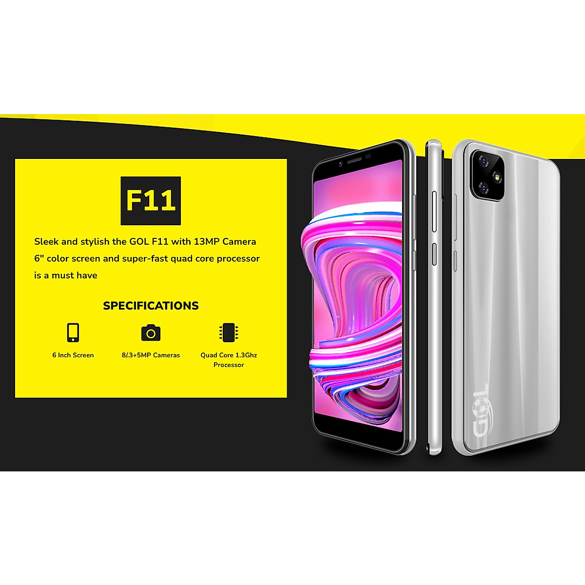 GOL F11 Smartphone 3G 2G / Unlocked Cell Phone Dual SIM / 6.0in HD Screen/Android 32GB memory expandable storage/Dual camera 8+0.3 Mpx (RED)