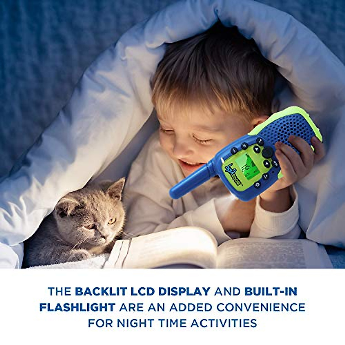 PlayZoom 2 Pack Walkie Talkies: 3 Mile Range, Built-in Flashlight, Headphone Jack, and Belt Clip. Birthday Gift for Boys and Girls (Green)