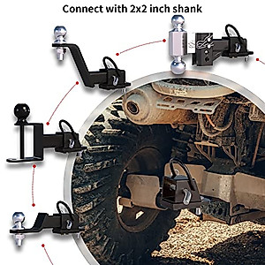 MAHLER GATES Bolt-On 2 Inch ATV UTV Trailer Hitch Receiver Adapter with Hitch Pin and Clip