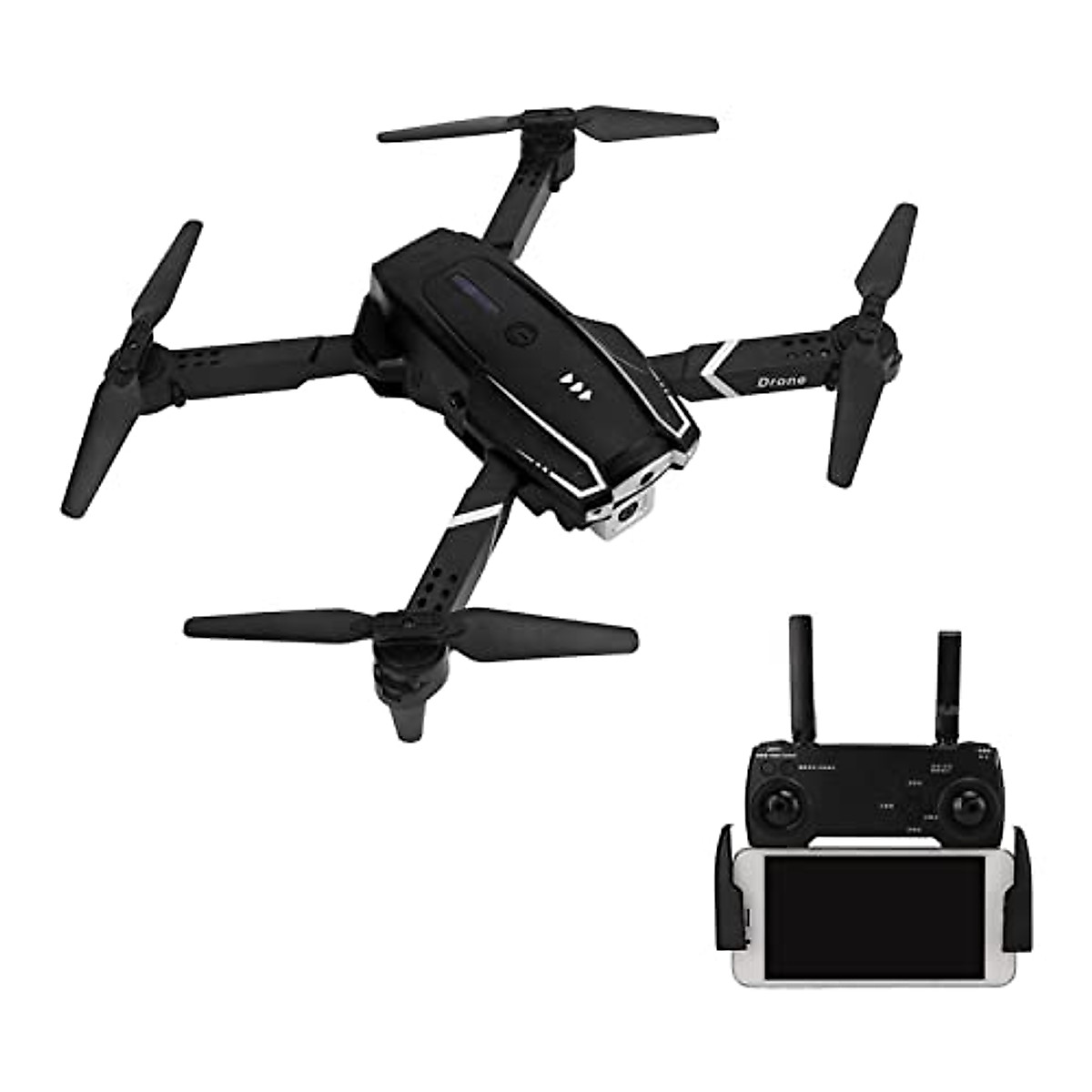 4K Dual HD Camera Drone, 4K Aerial Photography Drone 4 Channels 80m/262.5ft RC Distance Anti Interference Foldable Stable for Outdoor (Black)