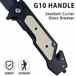 Wliybyo DA316 Pocket Knife, Pocket Folding Knife with Glass Breaker & Seatbelt Cutter, Pocket Knife for Men with Liner Lock, Survival Knife for Rescue
