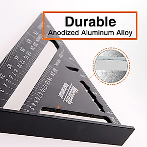 Mecurate Rafter Square, 7 inch Triangle Carpenter Square Die-cast Aluminum Alloy for Woodworking and Carpentry (7 inch)