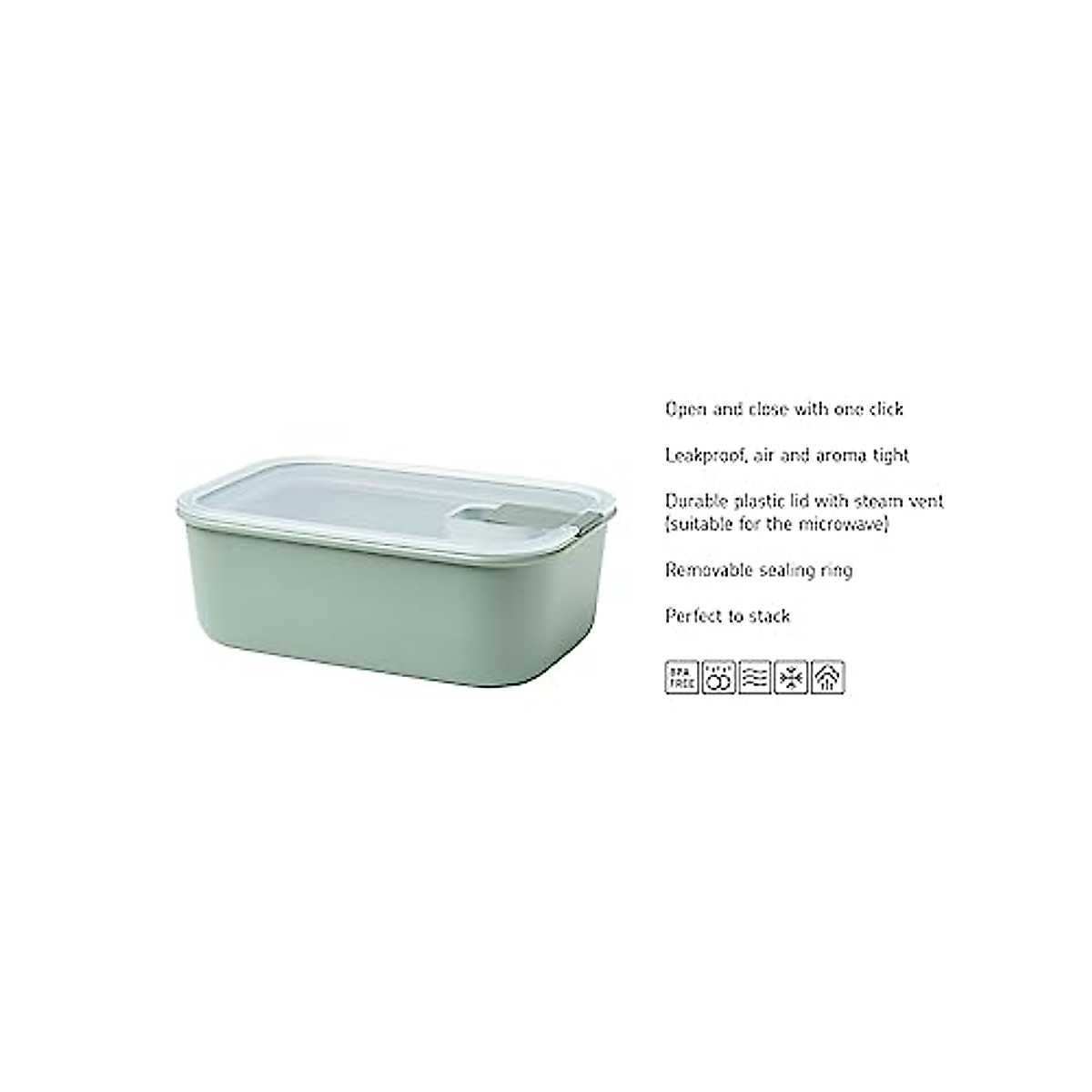 Mepal EasyClip 15oz/450ml - Leakproof & Airtight Food Storage Container | BPA-Free | One-Click Open & Close System | Nordic-Sage | Made in Holland