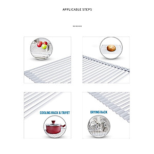 Roll Up Dish Drying Rack（17 x 13 inches） Multipurpose Roll-Up Dish Drying Rack , Non-Slip, Heat Resistant，Gray