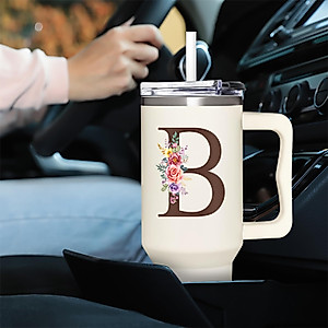 Personalized Gifts For Women - Personalized Gifts For Birthday, Christmas - Monogrammed Gifts Customized Gifts For Woman, Mom, Wife, Best Friend, Sister, Coworkers - Custom Tumbler With Handle 40oz