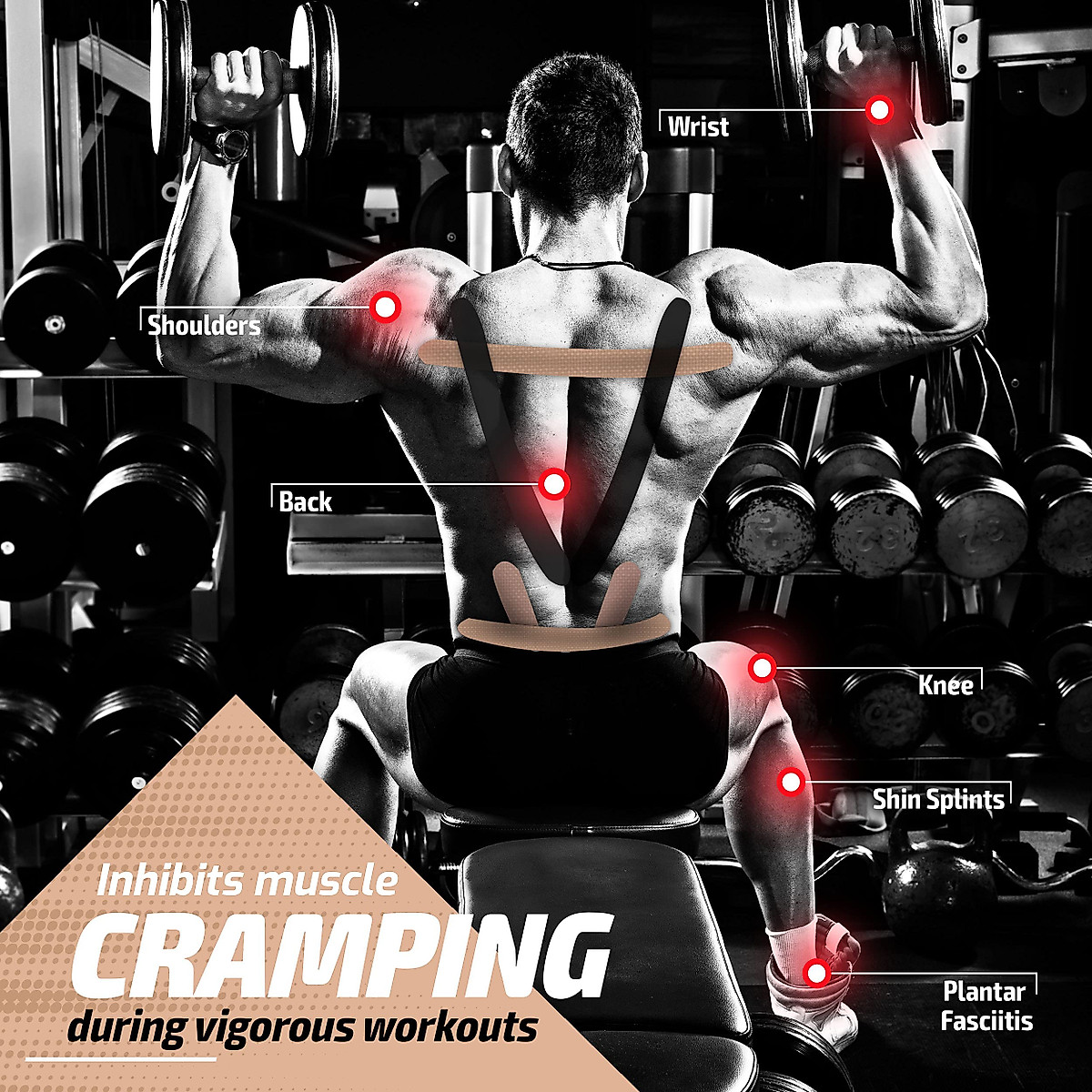 Physix Gear Kinesiology Tape Pro - Waterproof Physio Sports Tape for Pain & Injuries, Pregnancy, Muscle, Knee, Joint Support, Swelling, Strain Relief, Enhanced Blood Circulation (Beige, 1 Roll)