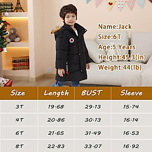 XIFAMNIY Boys Down Jacket Fur Collar Hood Thick Warm Winter Coat Parka Padded Outerwear 3-6T