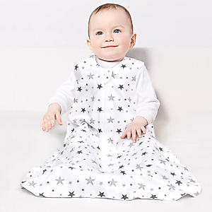 david's kids 100% Cotton Baby Sleep Sack 6-12 Months, Soft Baby Wearable Blankets with 2-Way Zipper, 2 Pack Comfy Sleeping Bags for Infant Newborn Boys Girls Neutral, Medium Size, Stars & Arrows