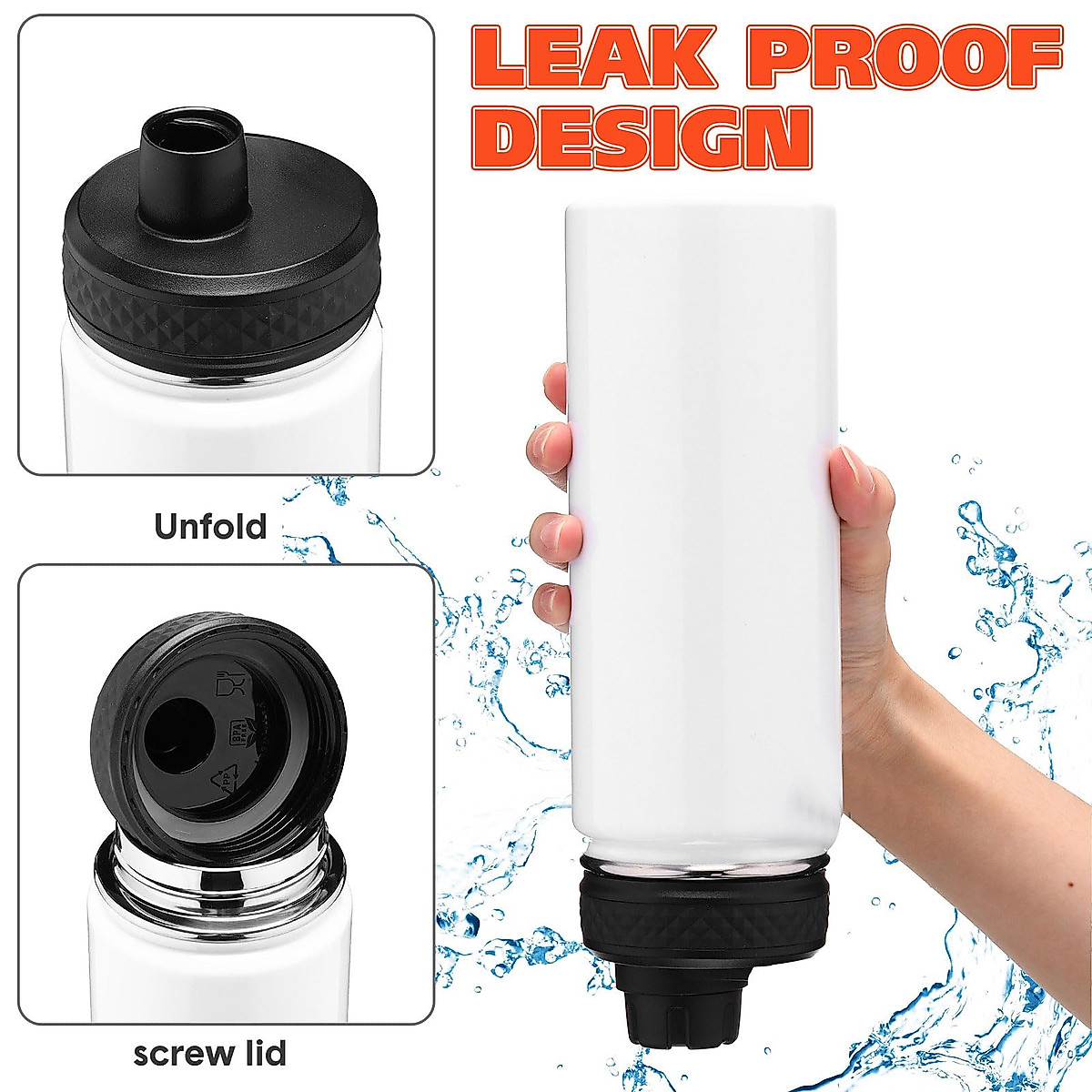 CHENGU 10 Pcs 18 oz Sublimation Sports Water Bottle Blank Stainless Steel Vacuum Flask Double Wall Insulated Tumblers with Handle and Wide Mouth Lid for Hot or Cold, Sport Outdoor Travel, DIY Gift