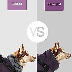 Dog Winter Coat with Harness, Windproof Warm Puppy Cold Weather Vest, Reflective Zip Up Pet Jacket, Water-Resistant Doggie Snow Clothes, Soft Fleece Lining Pup Apparel Thick Plush Collar Outfit(L)