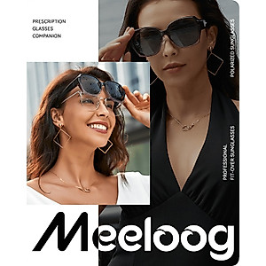 Meeloog Polarized Fit Over Glasses Sunglasses for Women Men, Square Oversized Lightweight Shades for Driving Riding MST2106