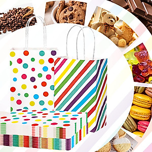 STARRKY 32PCS Gift Bags with Handles, Party Favor Bags Striped Goodie Bags Paper Bags for Wedding Birthday Party Supplies