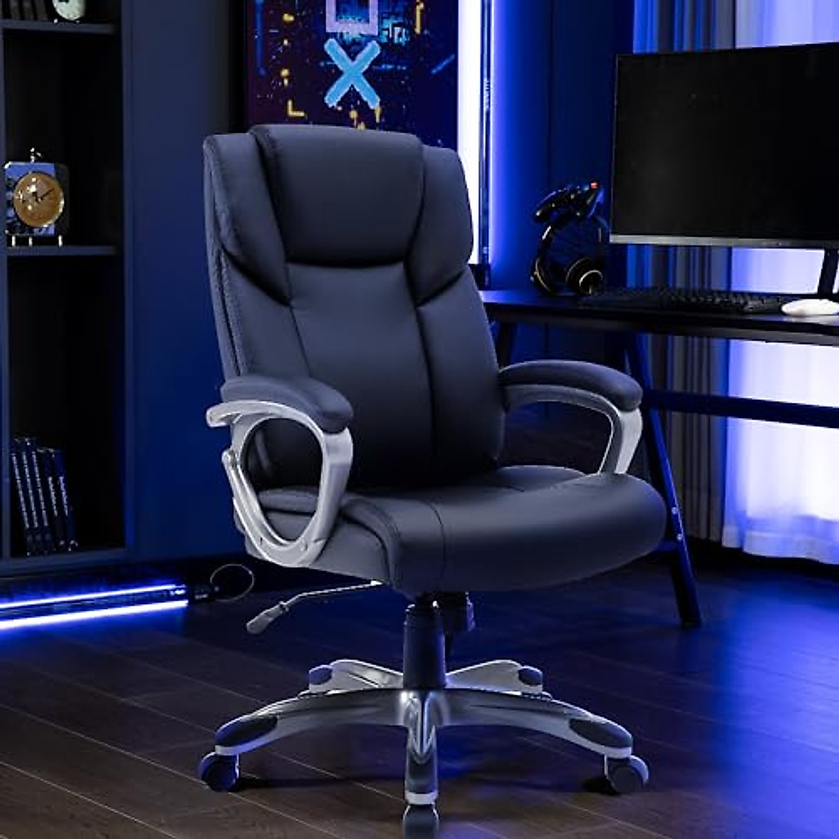 SNUGWAY Ergonomic Height Adjustable 360 Swivel Computer Desk PU Leather Gaming Chair