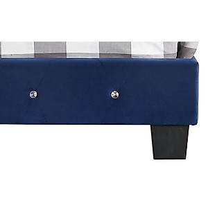 Glory Furniture Suffolk Velvet Upholstered King Bed in Navy Blue