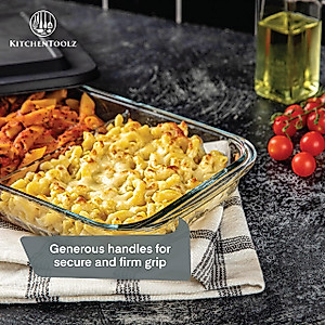 Divided Glass Casserole Baking Dish, Rectangular Bakeware Set 2.3 Qt Each, Oven to Table Clear Glass Lasagna Pan with Divider-2 Pack